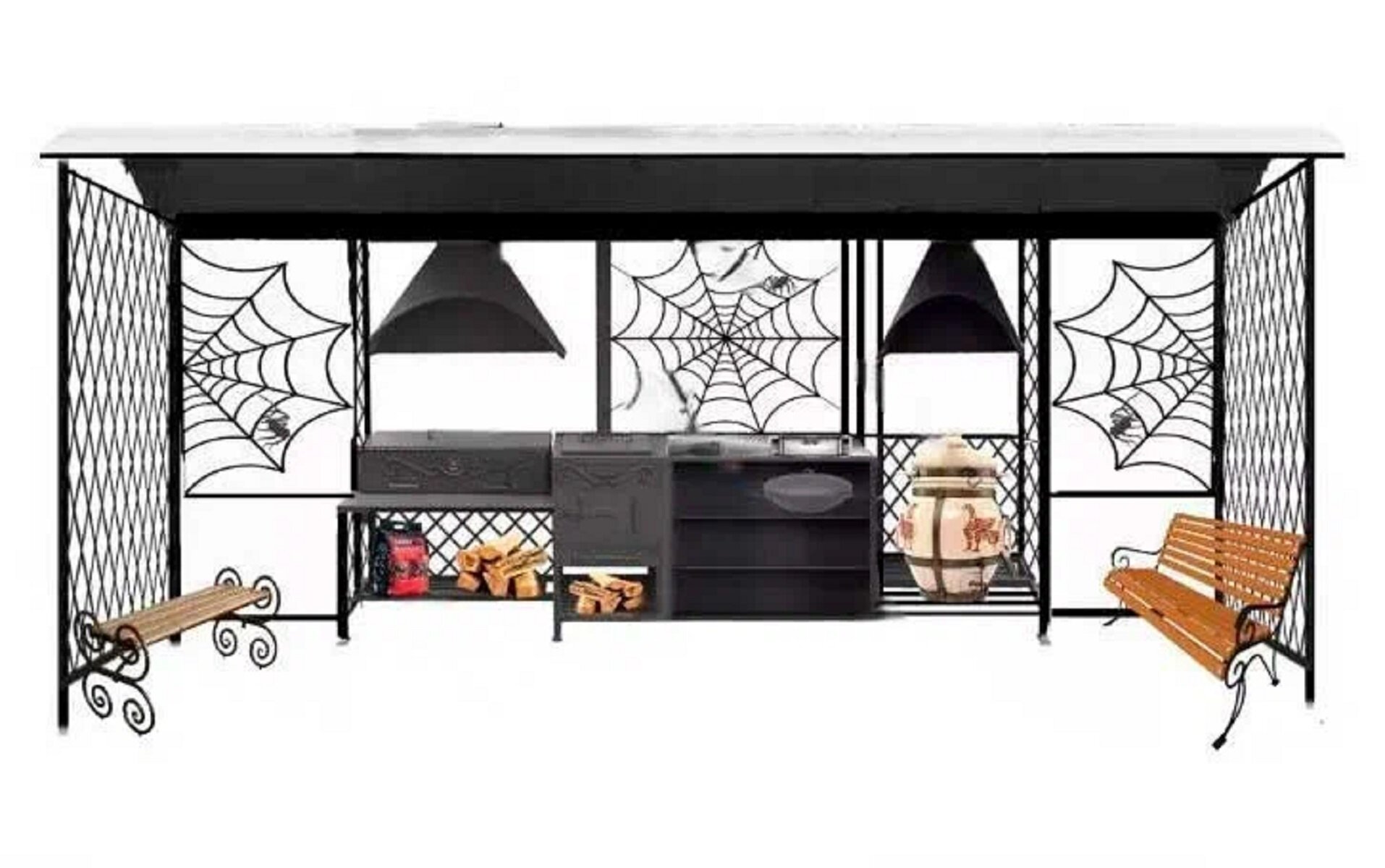 Мангальный комплекс Mangal-market Мансур, с крышей, стационарный, многофункциональный