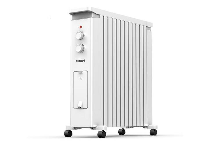 Масляный радиатор PHILIPS, белый, мощность 2000 Вт, 11 секций, термостат, защита от перегрева