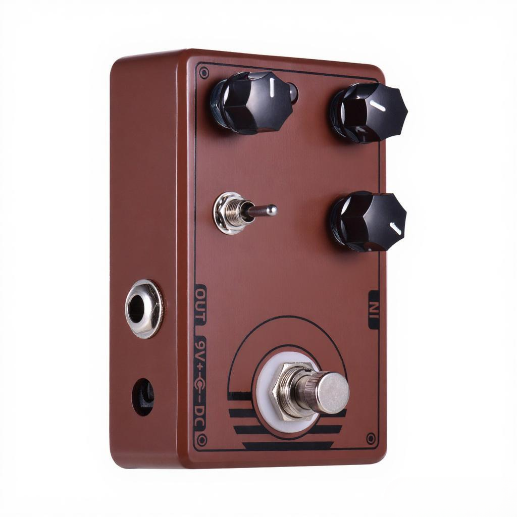 Эффектный педаль для гитары D-11 Vintage Distortion с регулировками громкости, фильтра и искажения, дизайн True Bypass для электрогитары, коричневый цвет, материал сплав, рабочий ток 20mA, напряжение 9V DC, размер 9.7*6.6*4.7cm, вес 196g, упаковка