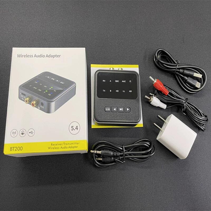 QCC5.4 Bluetooth 2-в-1 адаптер с AV-кабелем и блоком питания для ПК ТВ, поддержка двух устройств