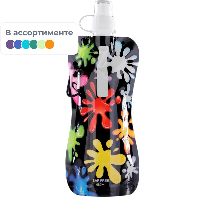 Фляга Фляжка 400 мл Сочные краски, с карабином, пластик, микс,28х11 см 1263720