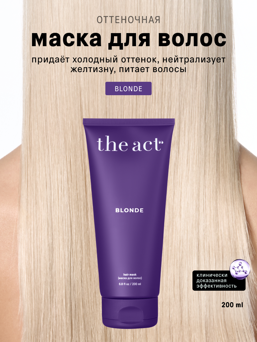 Оттеночная маска для волос The Act холодного блонда, серия BLONDE, 200 мл