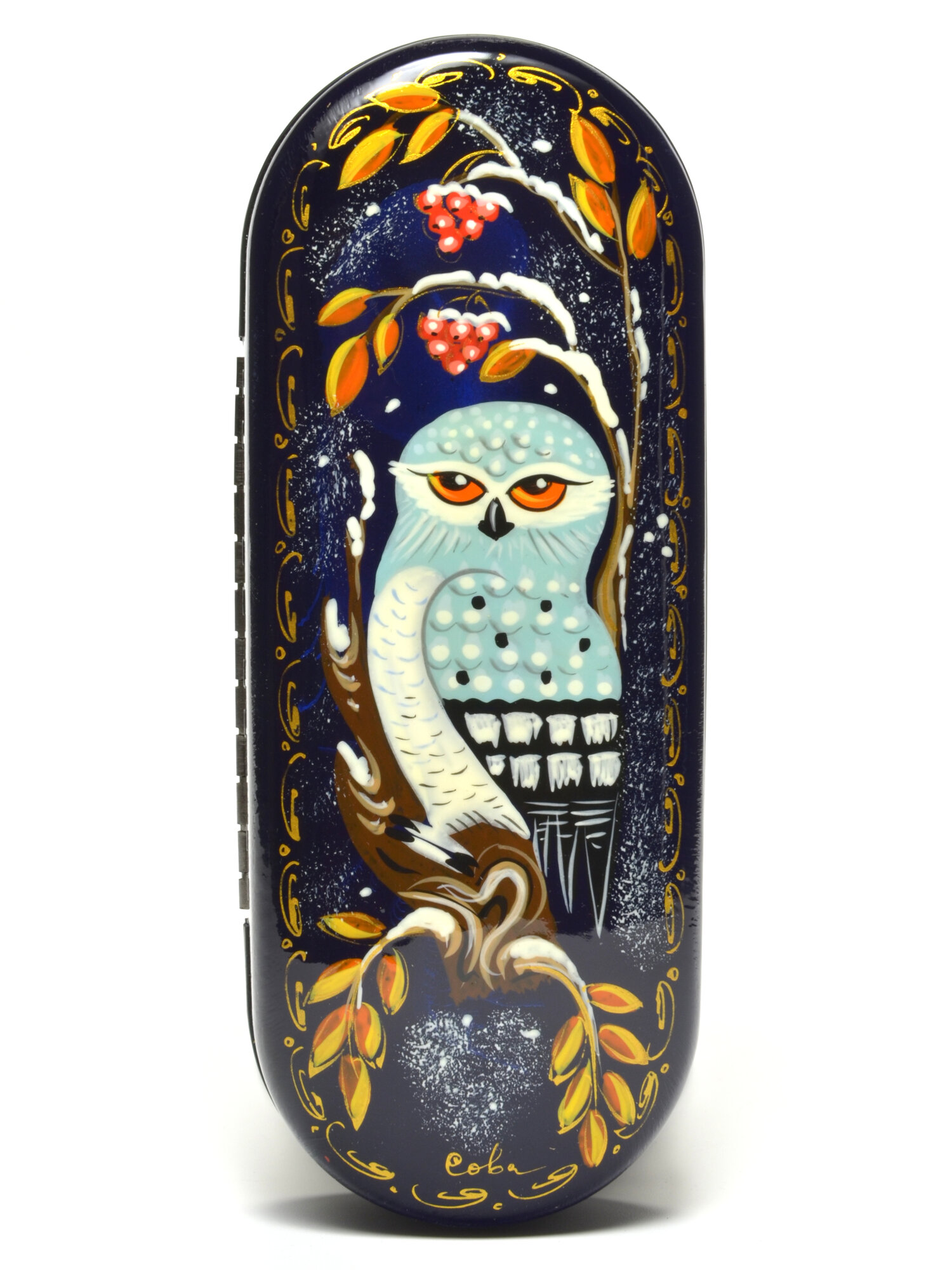 Футляр для очков женский. Сова полярная. Очечник. Авторская ручная роспись.