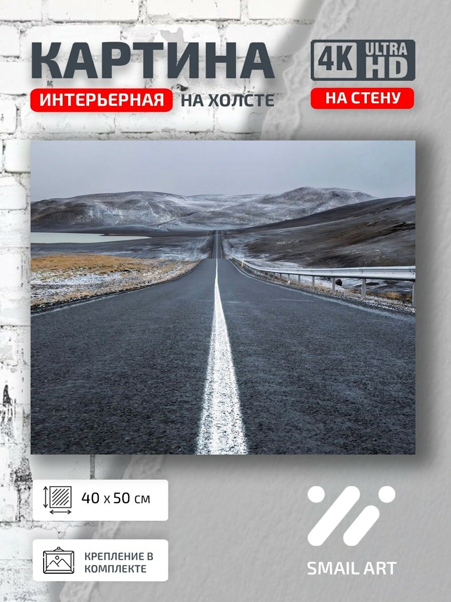 Картина на холсте интерьерная 40 на 50 на стену перспектива дорога для кабинета пейзаж