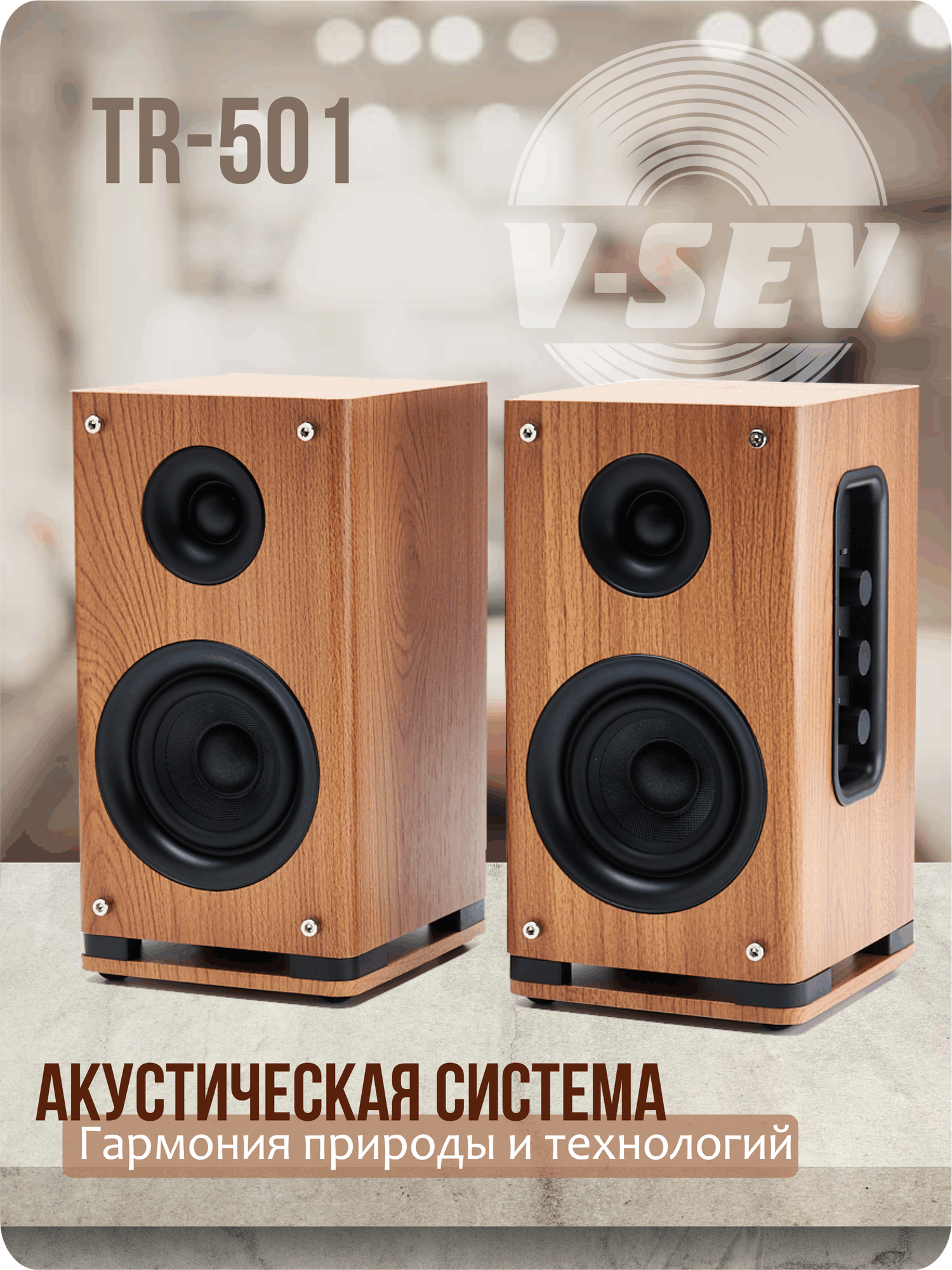 Активная акустическая система TR-501, коричневая, питание от сети