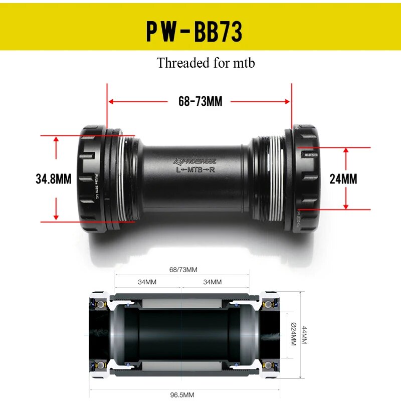Prowheel Bicycle Bottom Bracket PW-BB68+ BB73 BB86 BB73 BSA MTB