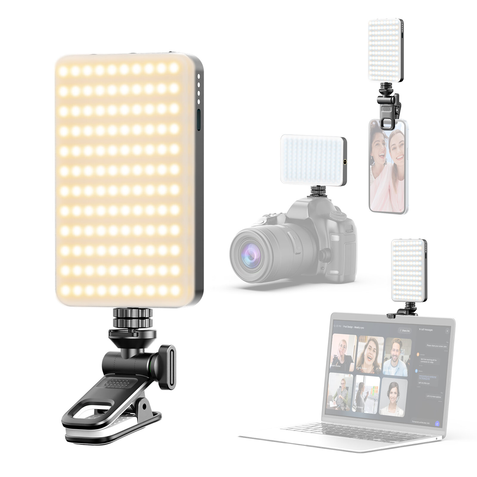 Свободный подствольный светодиодный видеосвет Video LED Fill Light 2500K-9000K регулируемый свет для конференций для компьютера планшета мобильного телефона фотоаппарата DSLR с встроенной батареей с клеем для экрана и холодным подставкой для обуви