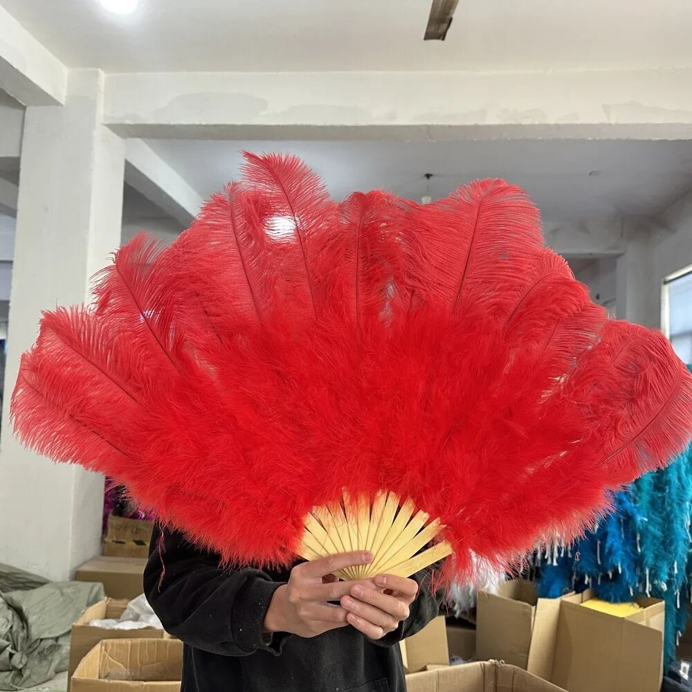 Большие бордовые страусиные веера Красный, Красный, 100cm 1Pair (two)