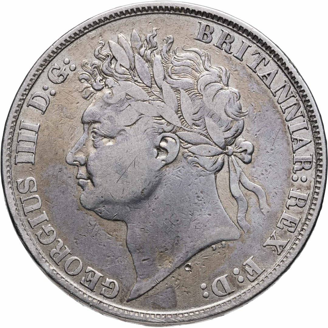 Великобритания 1 крона crown 1821 Георг IV, Серебро 925, в сохранности VF