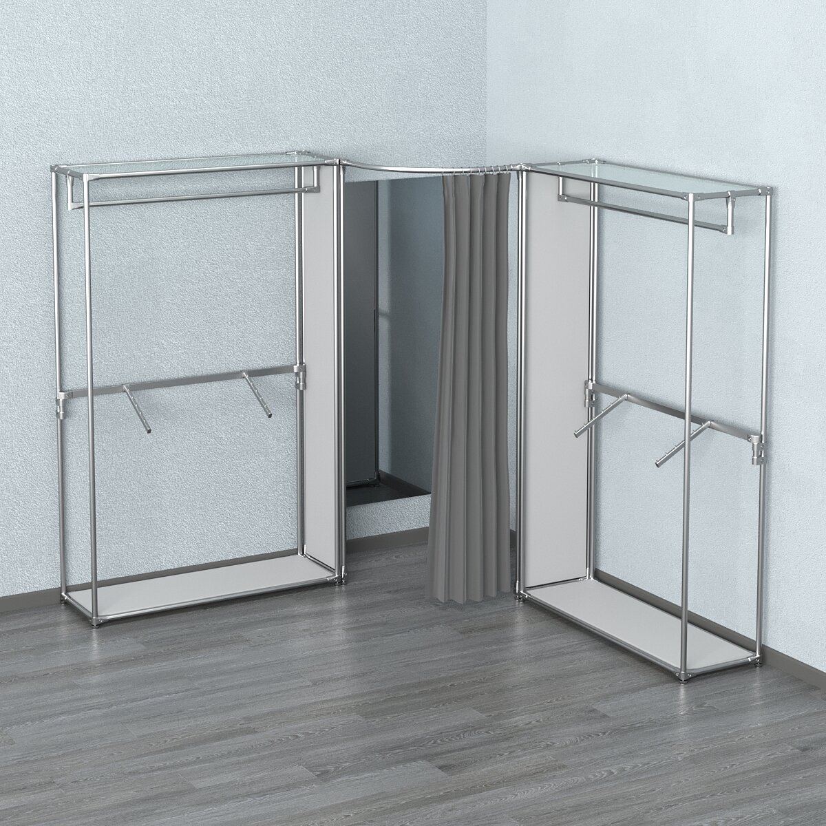 Примерочная (вход- дуга) с зеркалом из системы хром с поручнями №2-2, Серый