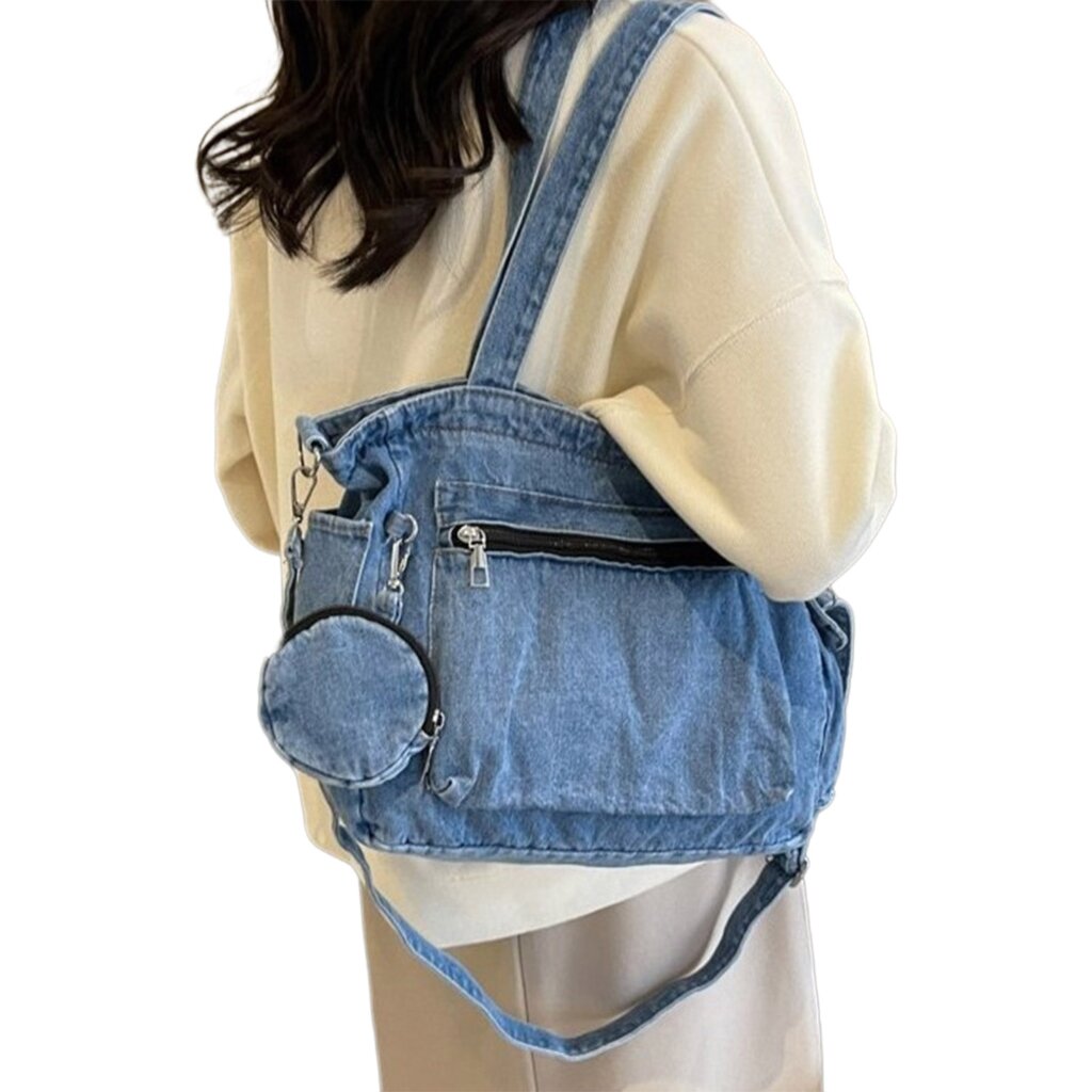 Летняя школьная сумка-мессенджер, универсальная сумка для поездок на одно плечо, сумка-тоут-светло-синий