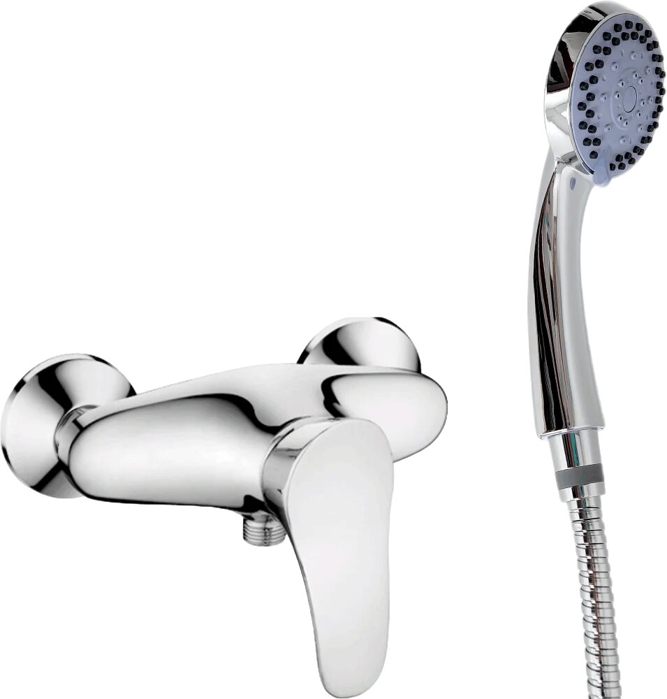 Смеситель для душа Haiba HB2001 с душевым гарнитуром, хром, глянцевый, настенный, латунный, однорычажный, смеситель для ванны с душем