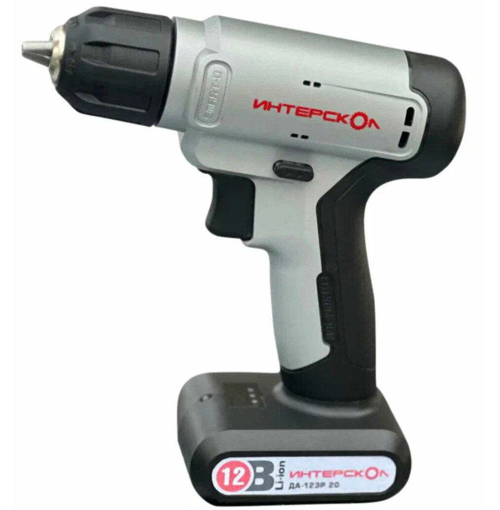 Дрель-шуруповёрт Интерскол ДА-12ЭР смарт-д, быстрозажимной патрон, Li-Ion, 1,3 Ач