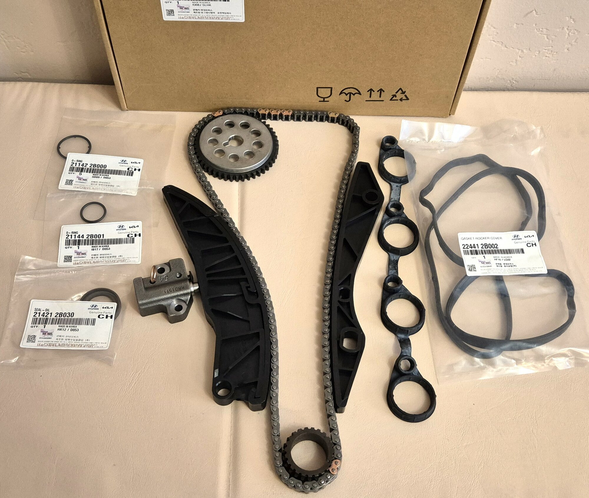 Комплект цепи ГРМ для Hyundai Solaris, Kia Rio, 1.4-1.6, усиленная цепь для, G4FA, G4FC, 24300-2B200