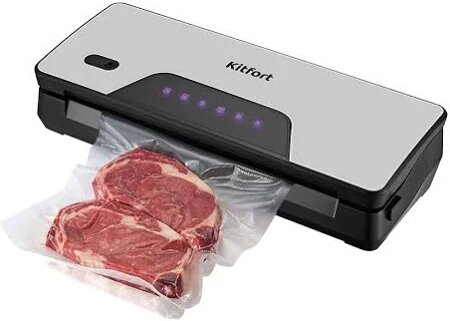 Вакуумный упаковщик Kitfort КТ-1517 130Вт серебристый/черный
