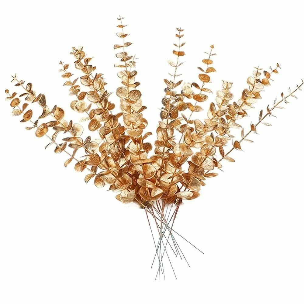 Стабилизированные цветы, эвкалипт, золотистые, длина 41см, 100гр, 20шт