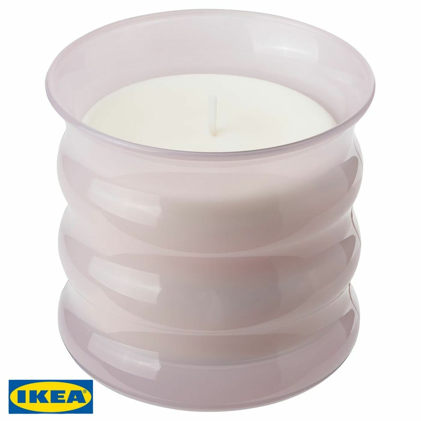 IKEA LUGNARE, ароматическая свеча и стеклянный стакан, жасмин/розовый, 50 часов