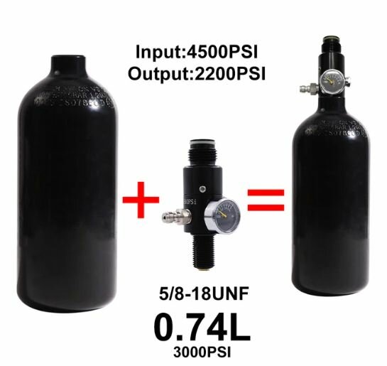 TUXING Колба ВД/ Алюминий / 0,75л / Для PCP Винтовки G5/8 2200PSI/150Bar