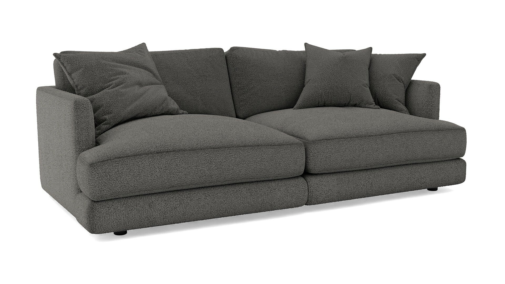 Диван Ибица 2 Camel 22 NEW 212x105x87 см, черный Букле, еврокнижка Фиеста