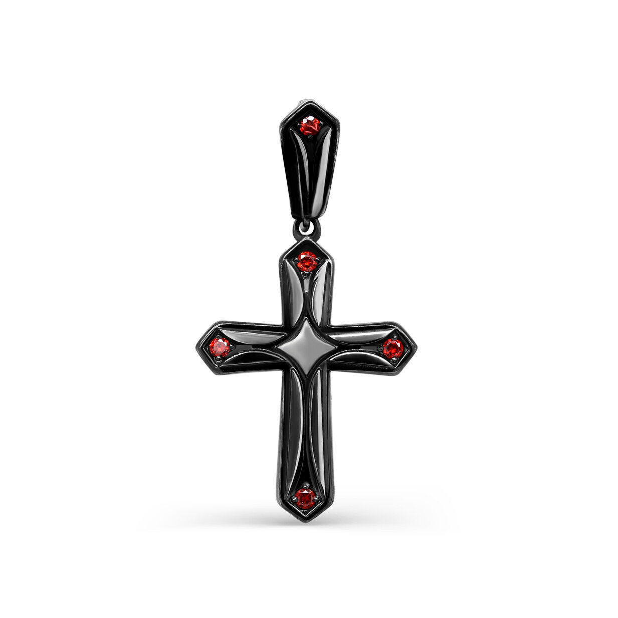 Крестик, серебро, 925 проба, фианит