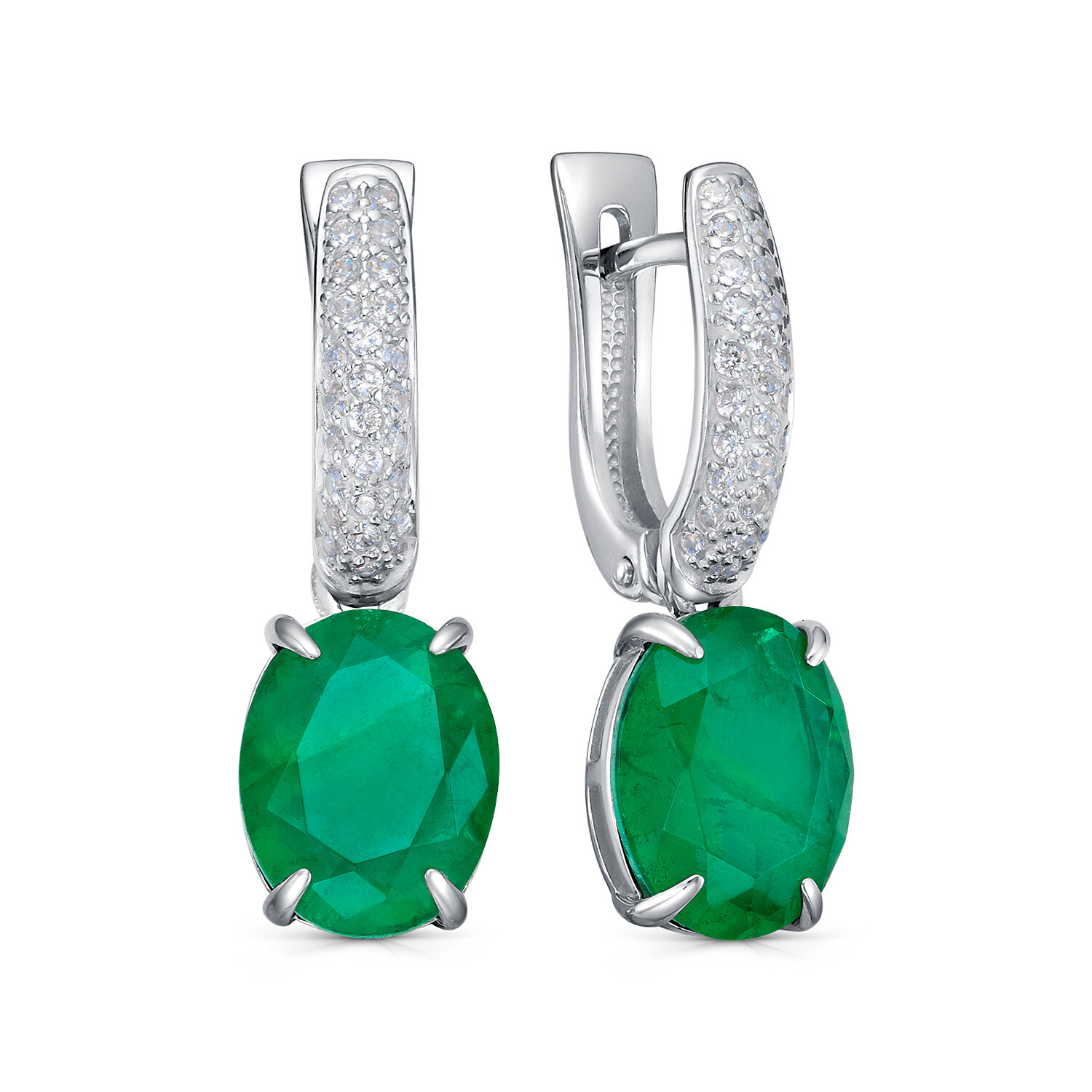 Подвеска для серег, серебро, 925 проба, фианит, алпанит