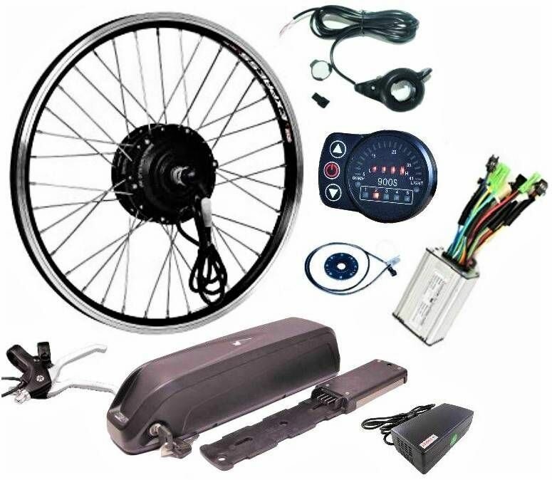 Комплект мотор-колесо задний/редукторный 500Вт 26" KT LED 900, с АКБ Li-ion Hailong 36В 10,4А*ч