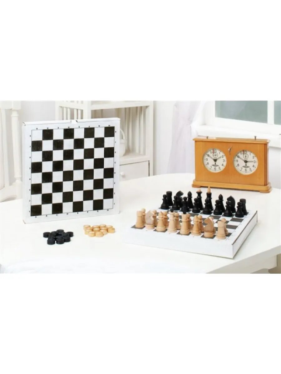 Игра 2в1 дорожная с обиходными деревянными шахматами /Объед