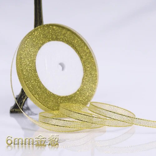 Лента органза с блестками Onion Gold 6mm, 22 метра