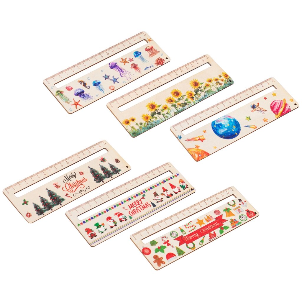 1 набор из 6 детских деревянных линейок