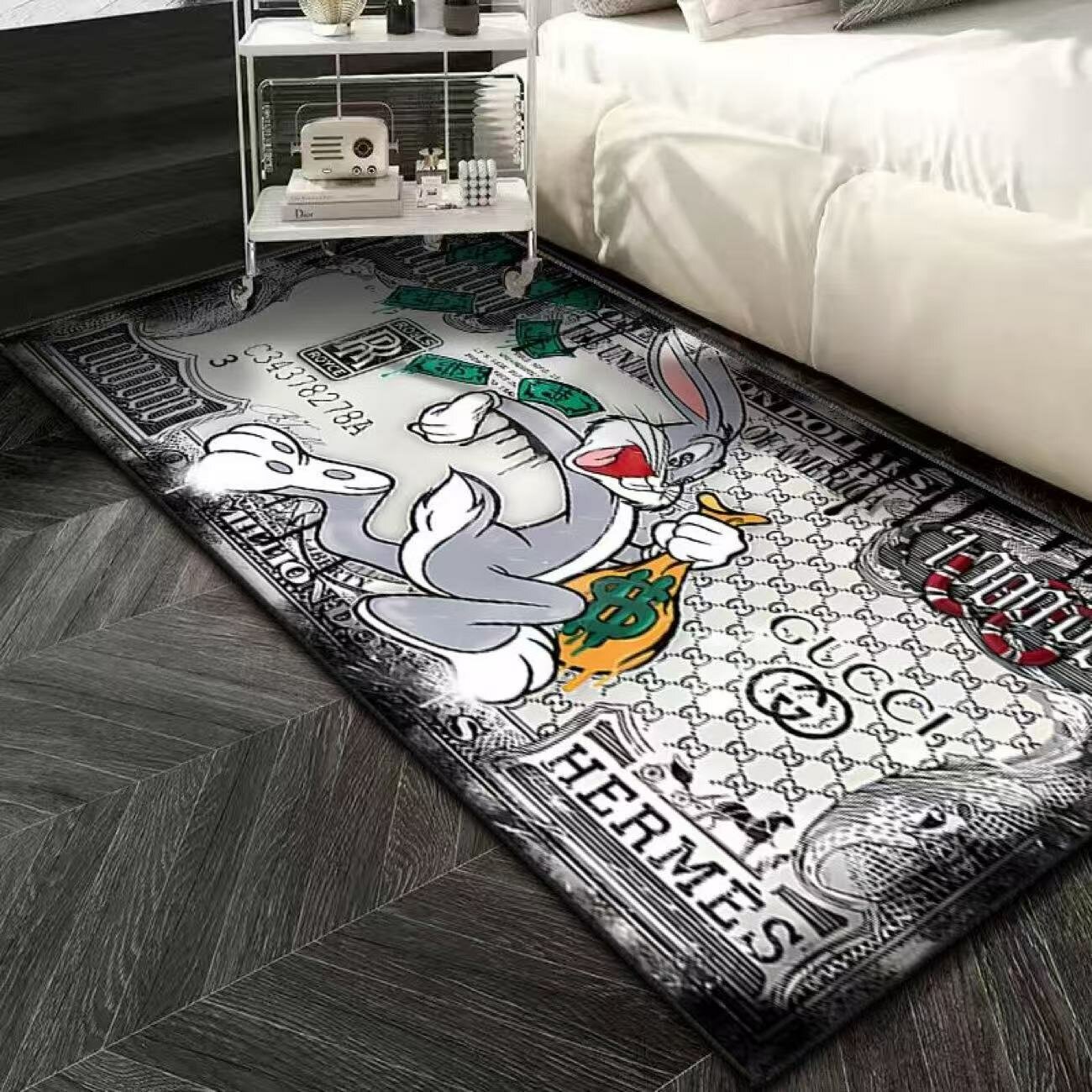 Ковер кринж доллар, 50x100см, 100USD, коврик с ворсом 5мм. поп-арт.