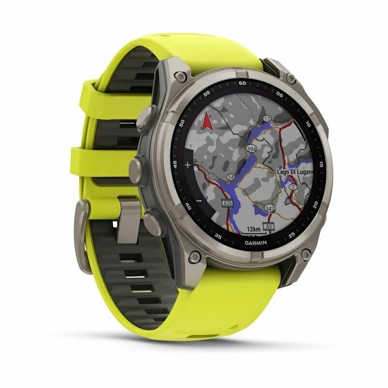 Умные часы Garmin fenix 8 47mm Solar Sapphire, Titanium with Amp yellow/graphite silicone band (010-02907-21)