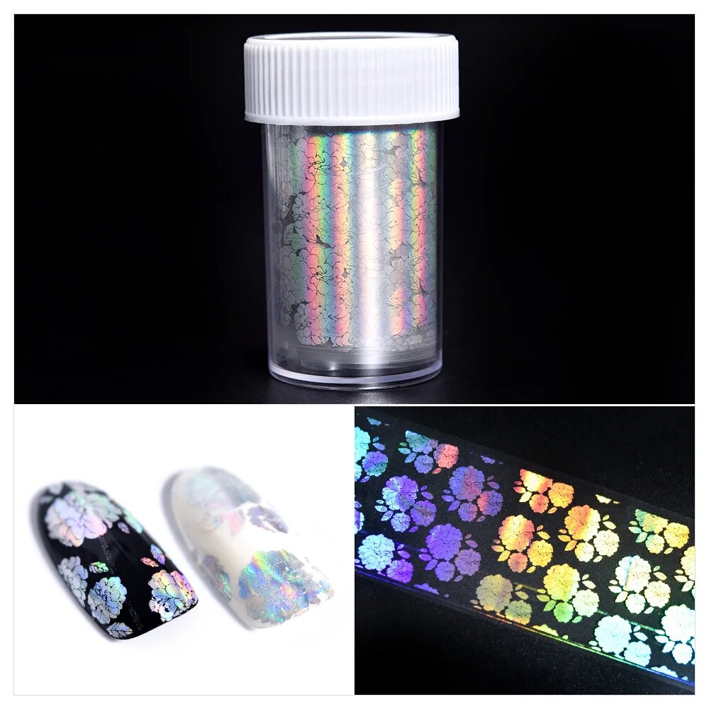 25 видов конструкций, набор фольги для переноса ногтей, бумажные наклейки, голографические цветы, тропические звездные клейкие наклейки, маникюр, аксессуары для декора ногтей