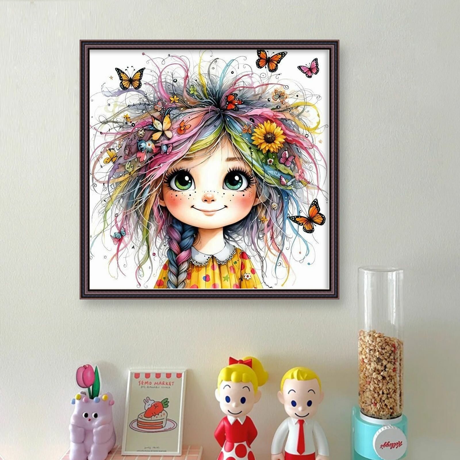 Набор для вышивания крестиком, странная маленькая девочка, креативные украшения для домашней гостиной, 40х40см