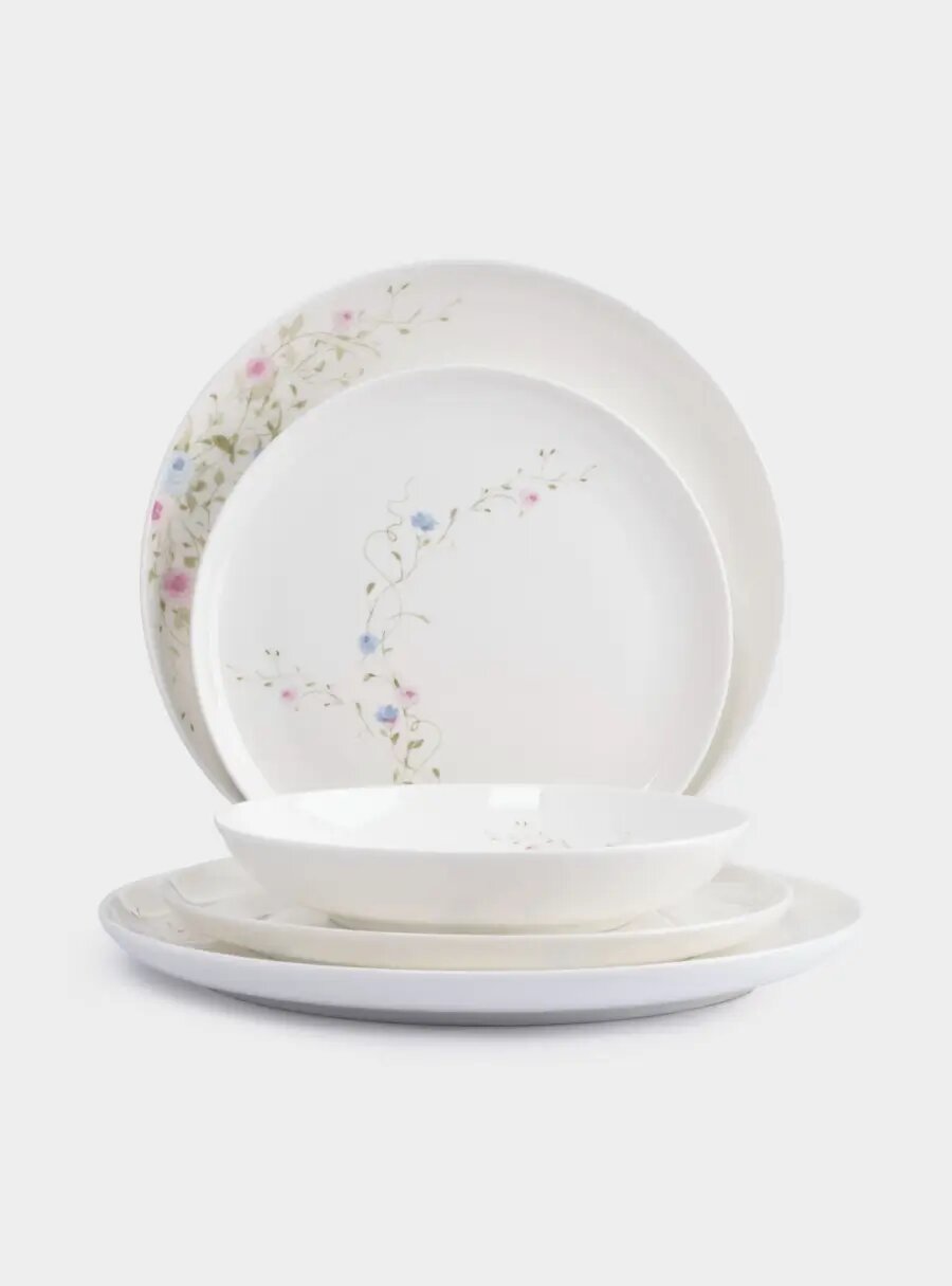 Сервиз обеденный, 6 перс, 18 пр, фарфор F, белый, Цветы, Gentle garden