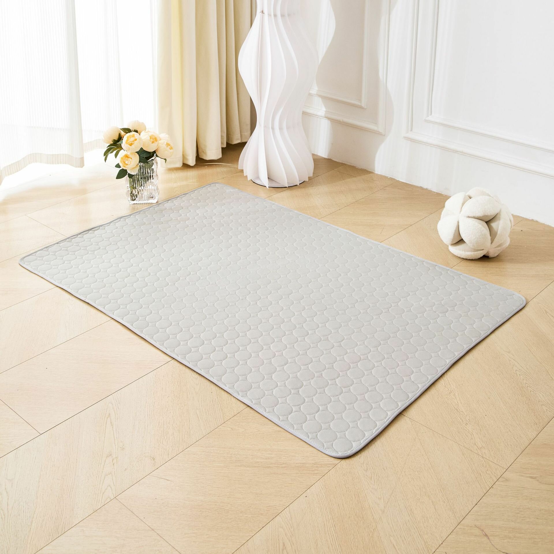 Холодящаяся круглая подстилка для кошек и собак, серая 2XL (150x100 см) дышащая летняя подстилка