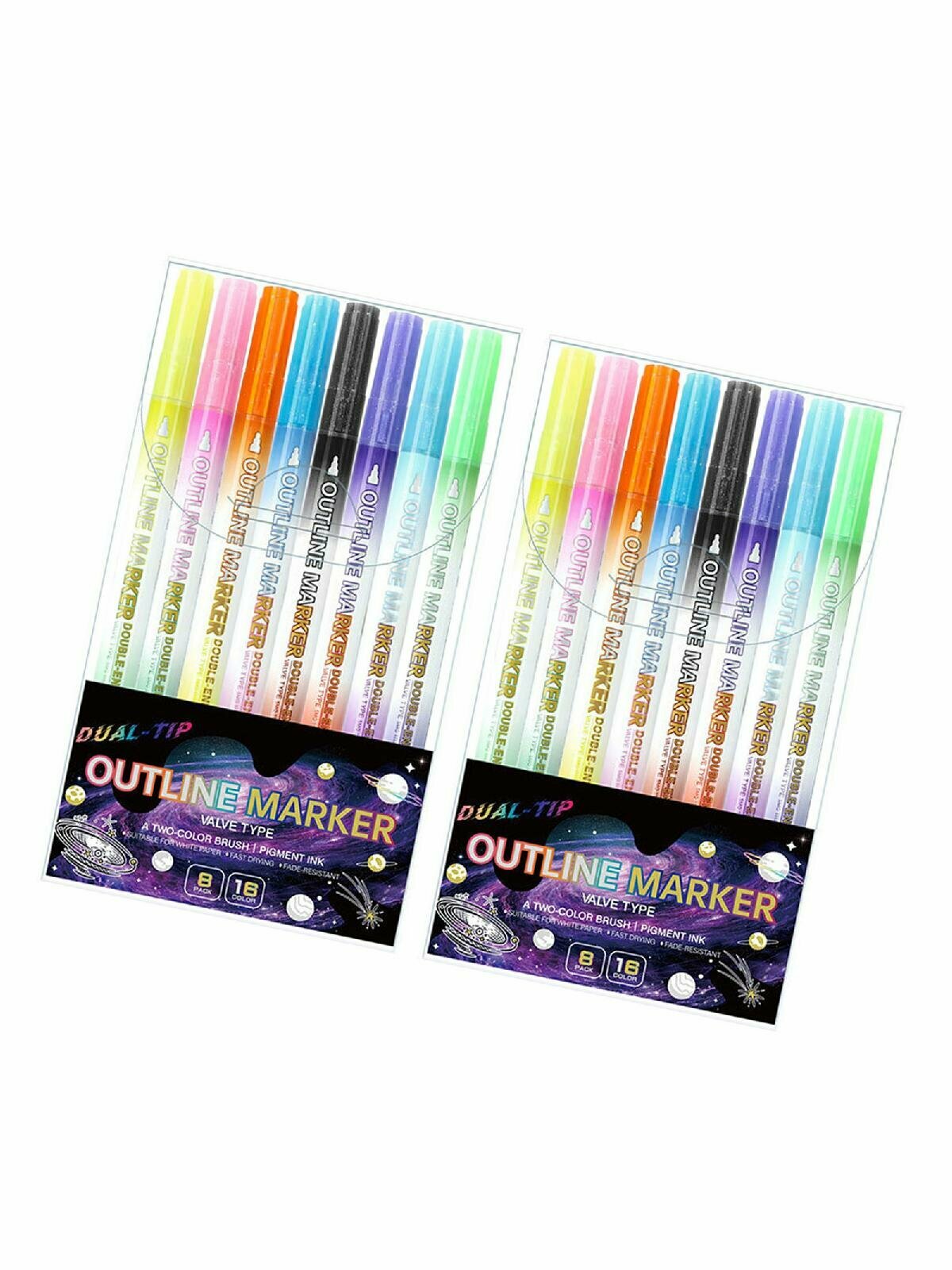 Двухсторонние блестящие ручки, двухцветные сверкающие маркеры для рисования, заметок