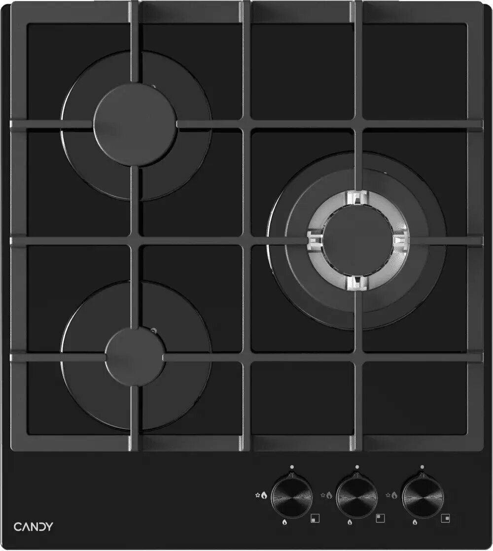 Встраиваемая газовая панель независимая Candy CHXG53CWB конфорки 3, закаленное стекло, электроподжиг