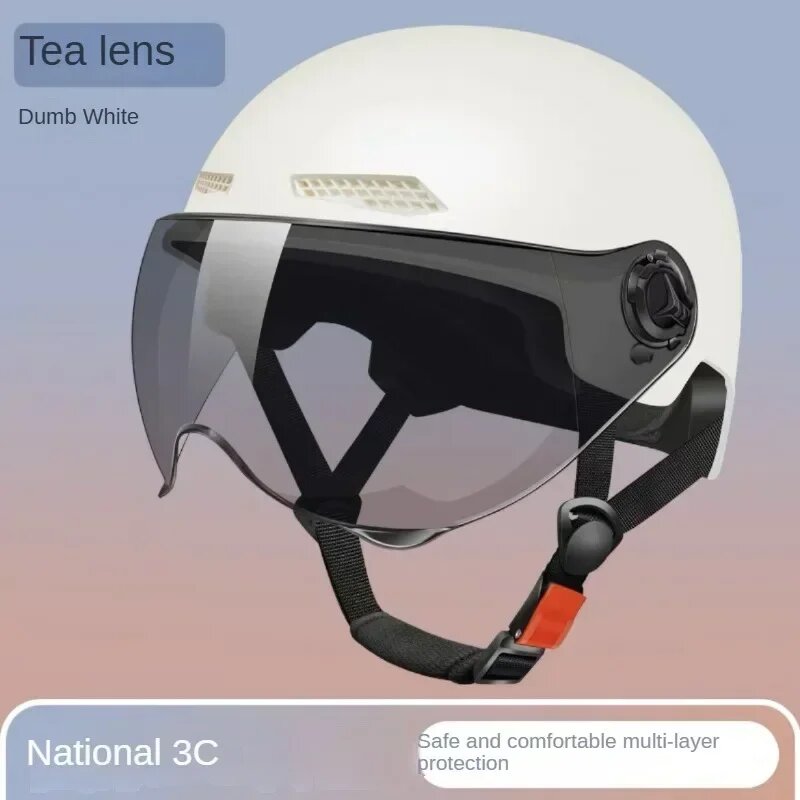 Белый мотошлем с визором Tea lens, National 3C