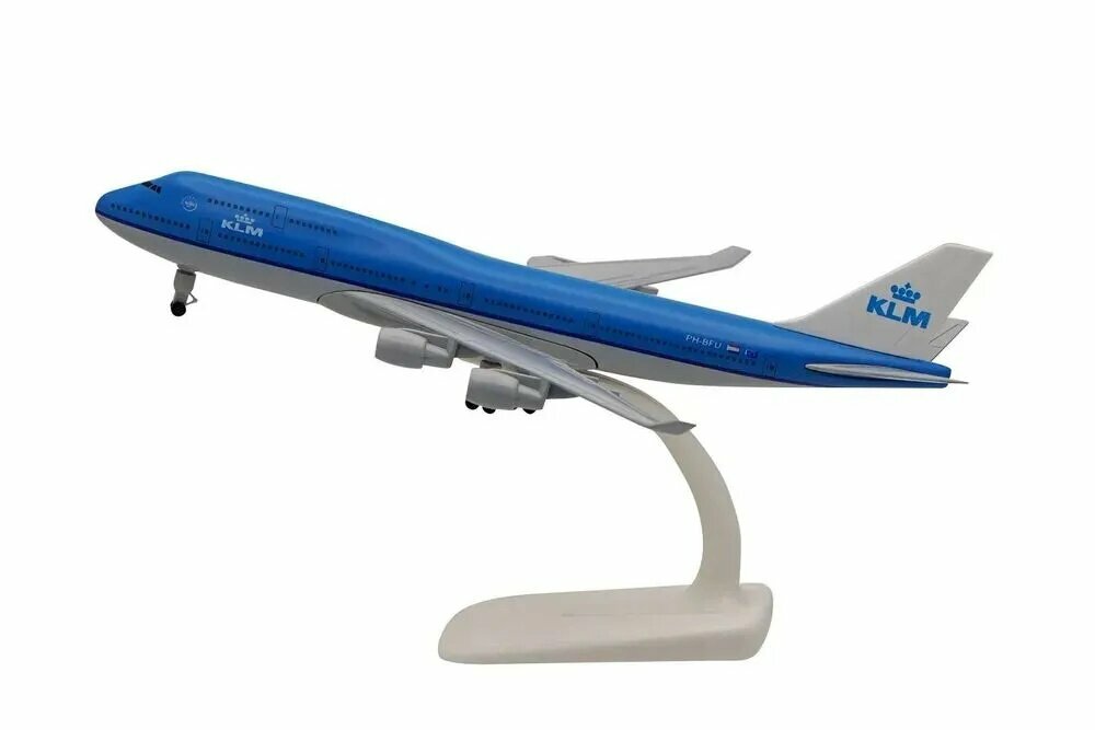 Игрушка копия самолёта Боинг 747 KLM, из металла, 20 см, шасси