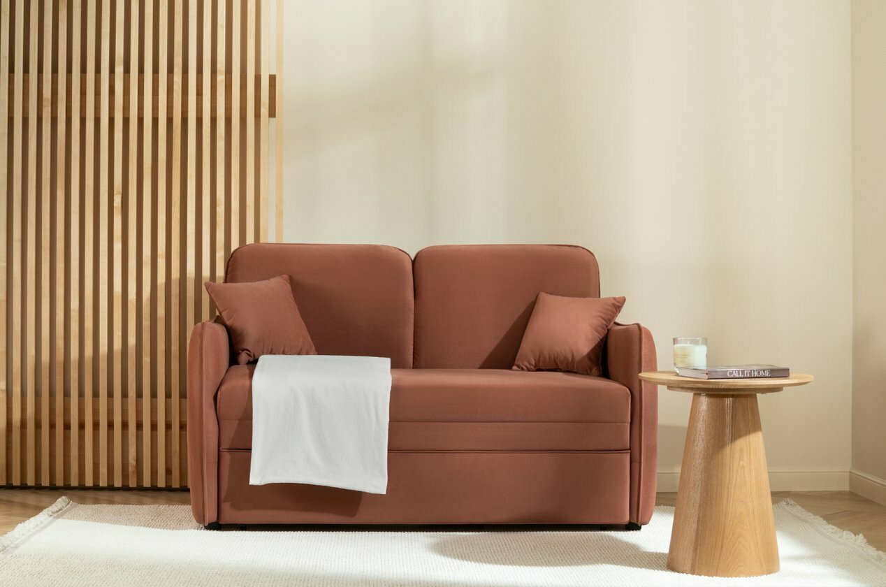 Диван-кровать раскладной Divan.ru Кейсес 140 Velvet Terra 155х78х87 см, спальное место 197х140 см, велюр, терракотовый