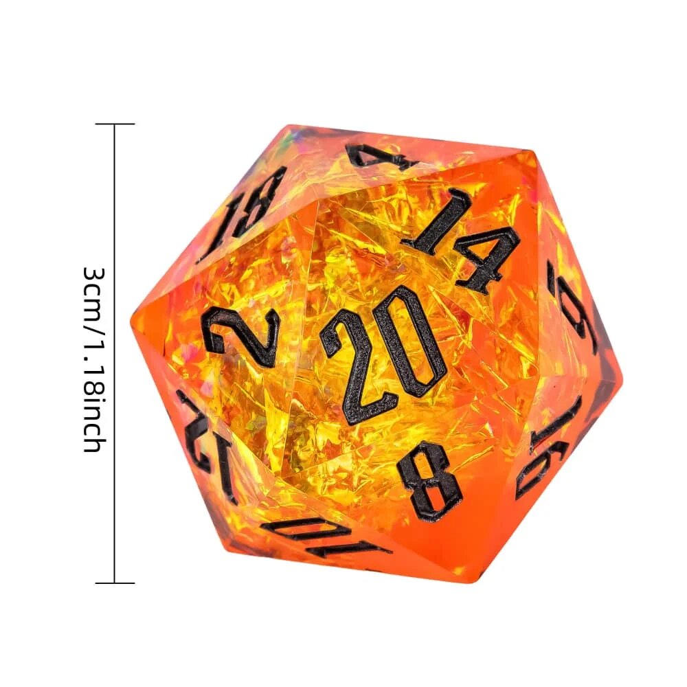 CRITALLIC 33 мм D20 радужные кубики для ролевых игр Orange