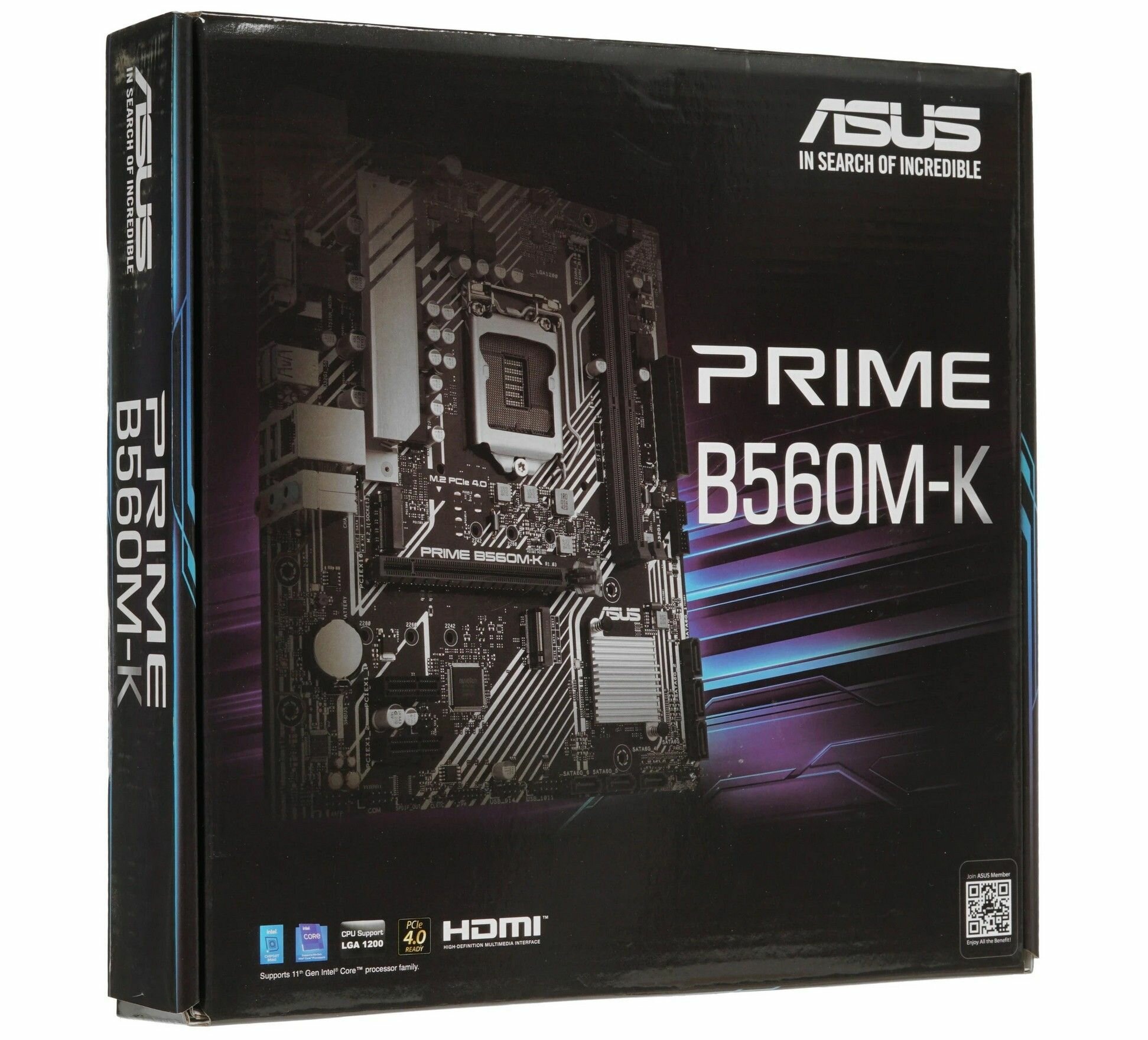 Материнская плата ASUS PRIME B560M-K (PRIME B560M-K) - LGA 1200, Intel B560, 2хDDR4,1хPCI-Ex16, 2хM.2, Micro-ATX