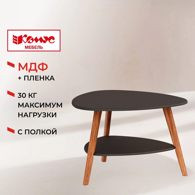 Стол журнальный KF_Комус Мебель Бруклин (9643027502) ст. чер. кв/оп. дуб амер