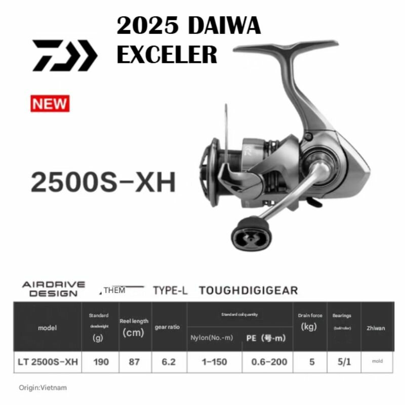 2025 DAIWA EXCELER LT Катушка для дальней рыбалки, цельнометаллическая, рыболовные снасти
