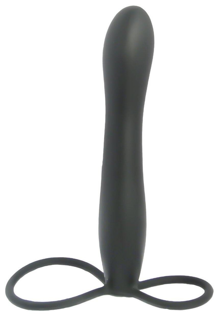 Черная насадка на пенис для двойной стимуляции Mojo BlackJack 15 см Seven Creations