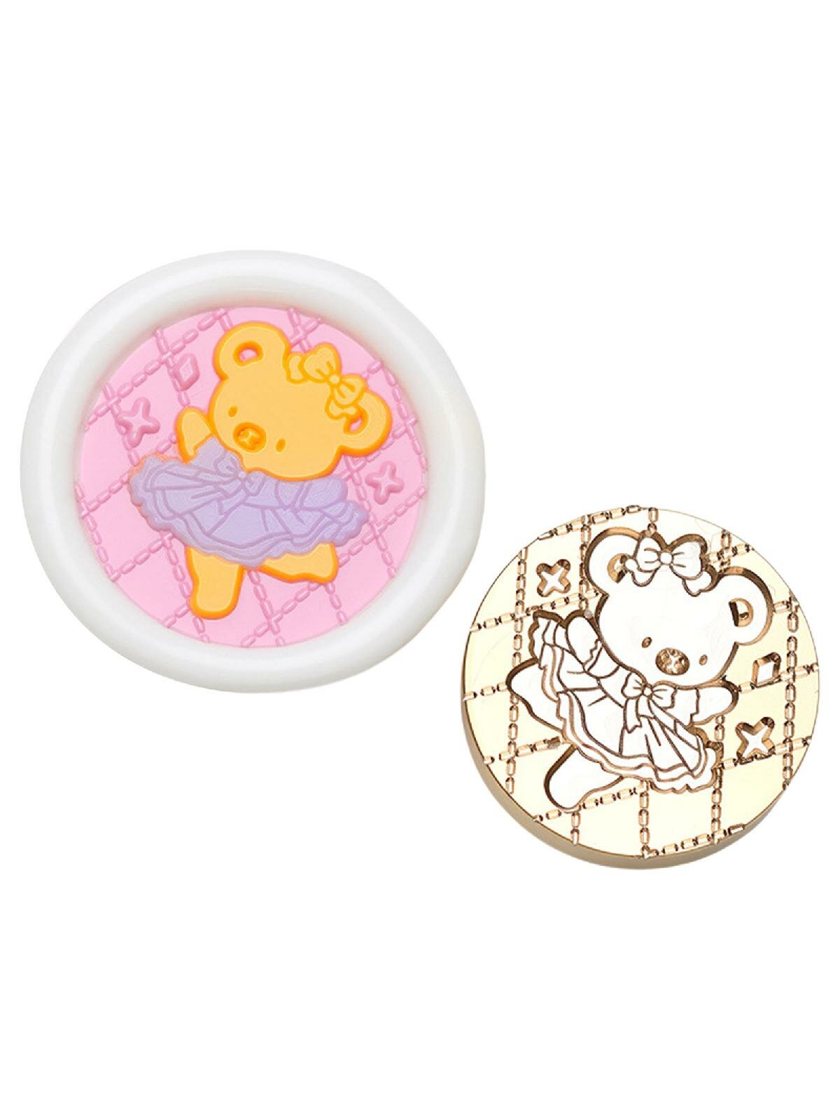 Штамп с восковой печатью маленького медведя Винтажная головка штампа для печати конверта с письмом