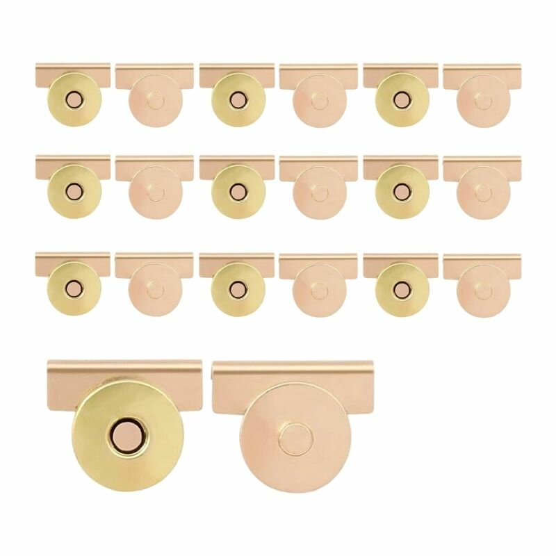 10 пар металлических сильных магнитных кнопок-защелок, бесшовная магнитная пряжка, зажимная пряжка-золото
