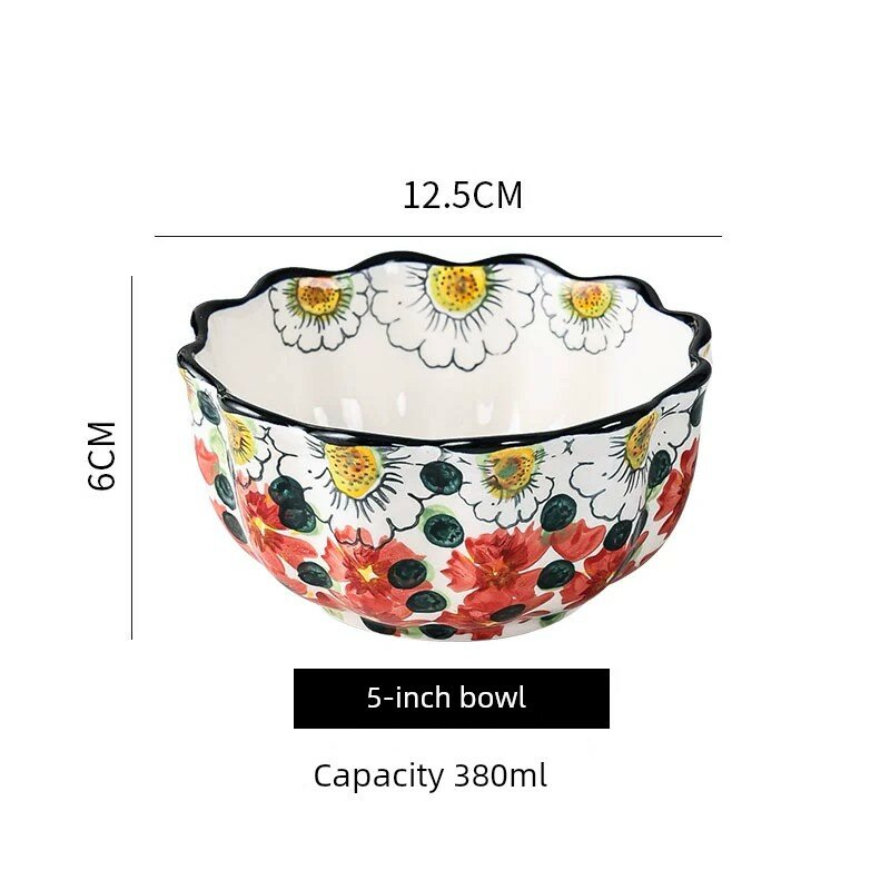 Керамическая чаша ручной росписи для внешней торговли, креативная большая чаша для лапши с двумя ручками, суповая чаша,