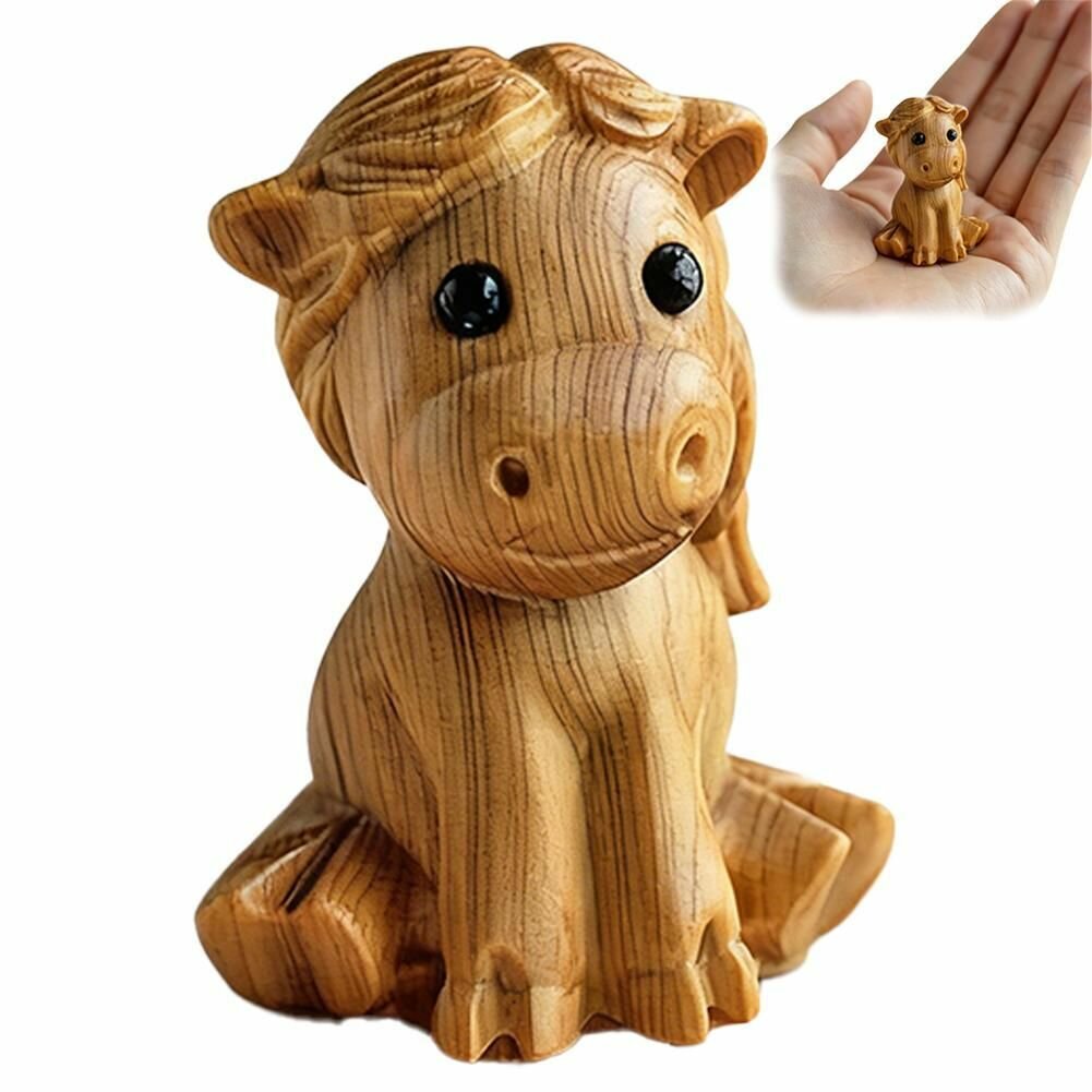 Фигурка лошади из можжевельника, символ восточного зодиака, для ручной работы и коллекционирования