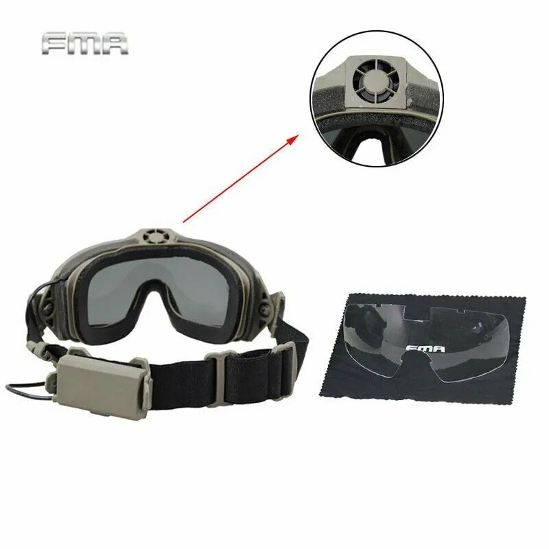 Тактические защитные очки с вентилятором